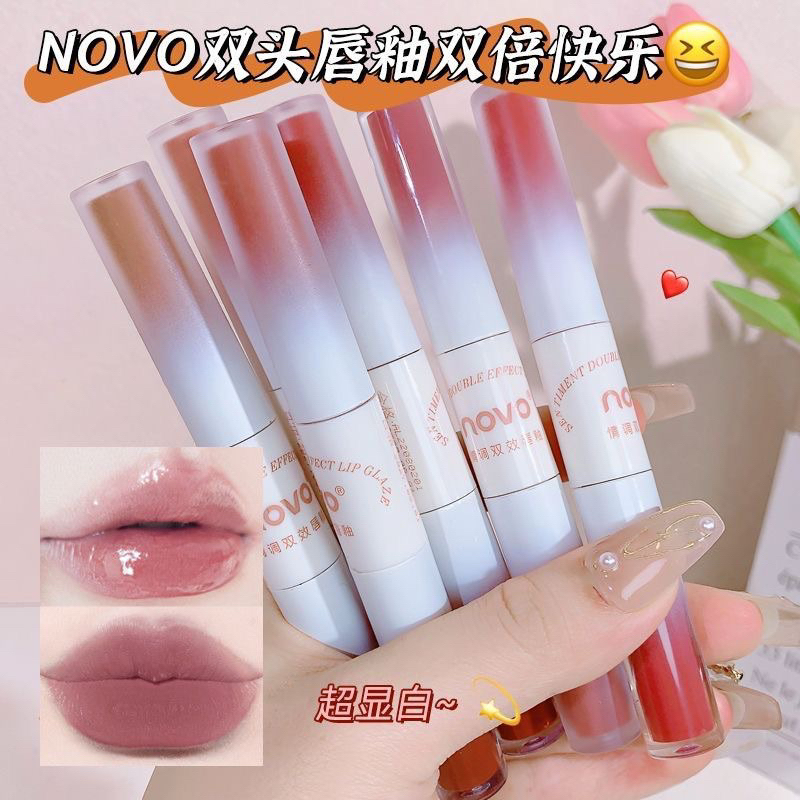 5822 (New/Authentic) NOVO Lip Gloss 2-Headed Matte Jelly Tint Creamy ...