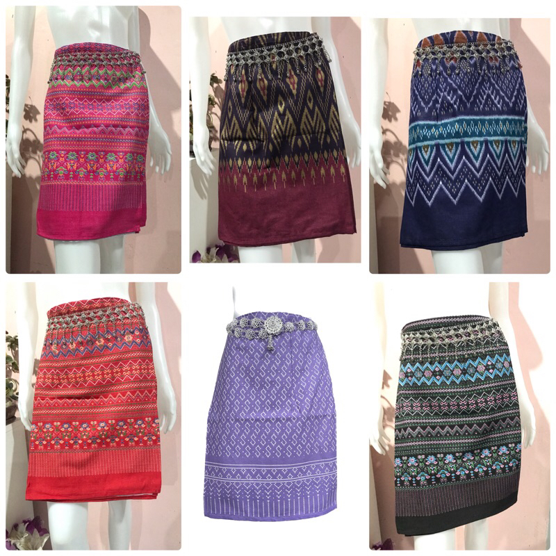 Ready-Made Short Sarong Skirt With Thai Print Fabric Width 50 Length 20 ...
