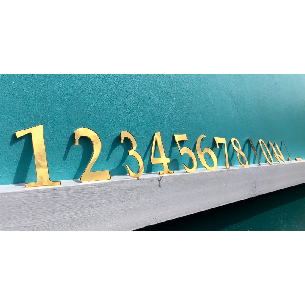 Gold Acrylic Numbers Mirror Height 5 cm Thickness 2 Mm (Beautiful Color ...