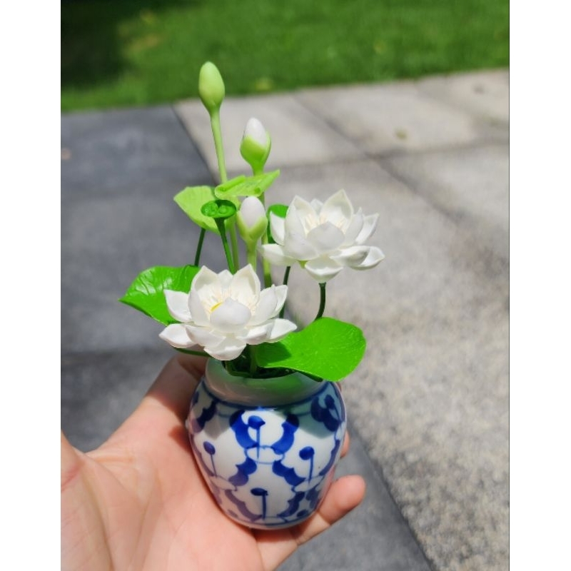 Clay Lotus Flower In A 5.5-Inch Tall Porcelain Basin | Shopee Singapore