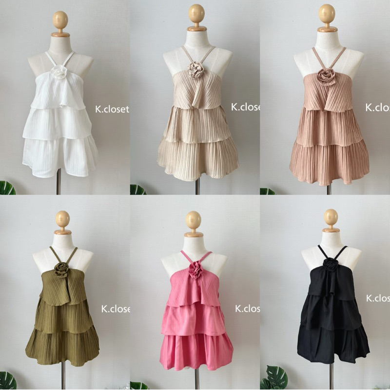 Spaghetti Strap Rose Halter Top (With Dress/Shirt) | Shopee Singapore