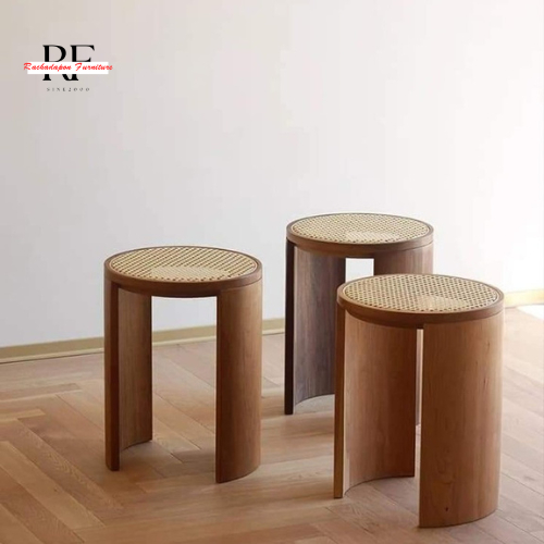 Stool Chair Beautiful Design Cylindrical Made Of Real Teak Wood The ...