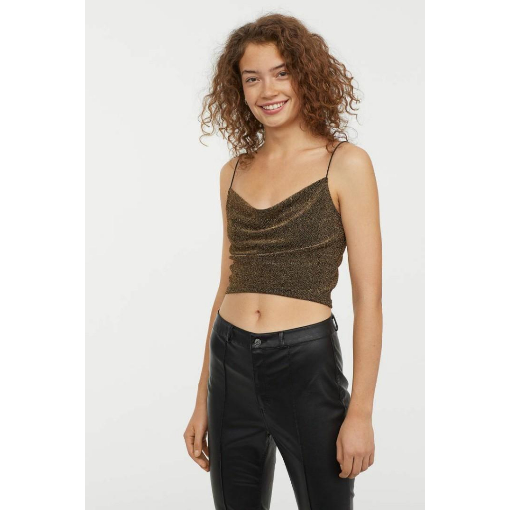 Spaghetti Strap Crop Top Black Sequin Gold The Fabric Has A Lot Of ...