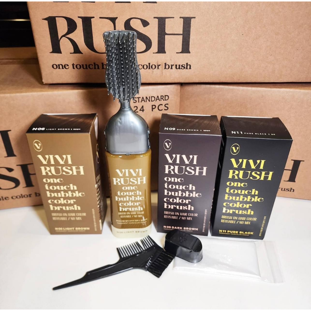 VIVI RUSH On touch bubble color brush Black Hair Dye Imported From ...