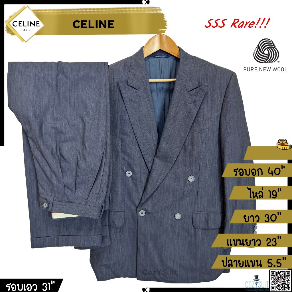 Celine Suit Blue Double Breasted Style (Original Italian Wool) | Shopee ...