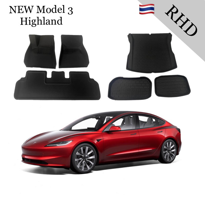 Floor Mat Tesla Model 3 RHD Highland | Set 3 6 All weather Liners for 3 ...
