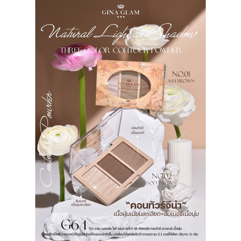 G64 Gina Round Natural Light & Shadow Tree-Colors Contour Powder Loose ...
