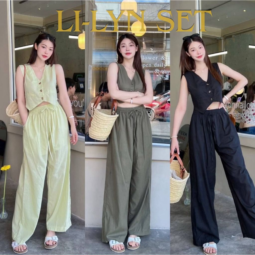 LI-LYN SET 2-Piece White Long Legged Sleeveless Shirt To The Sea Linen ...