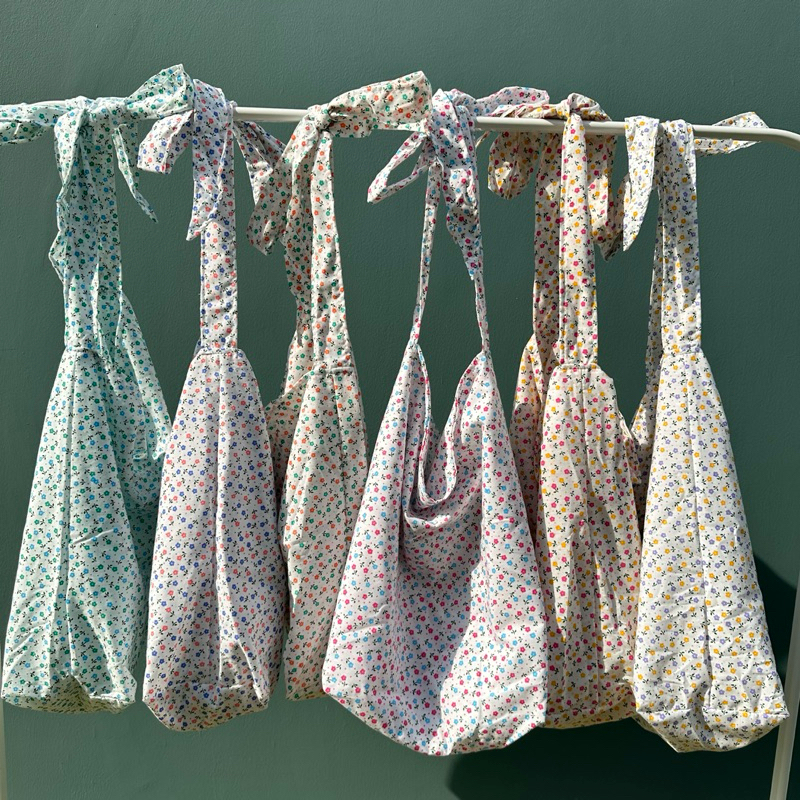 Cloth Bag With Bow Tie Cute Flower Pattern. | Shopee Singapore