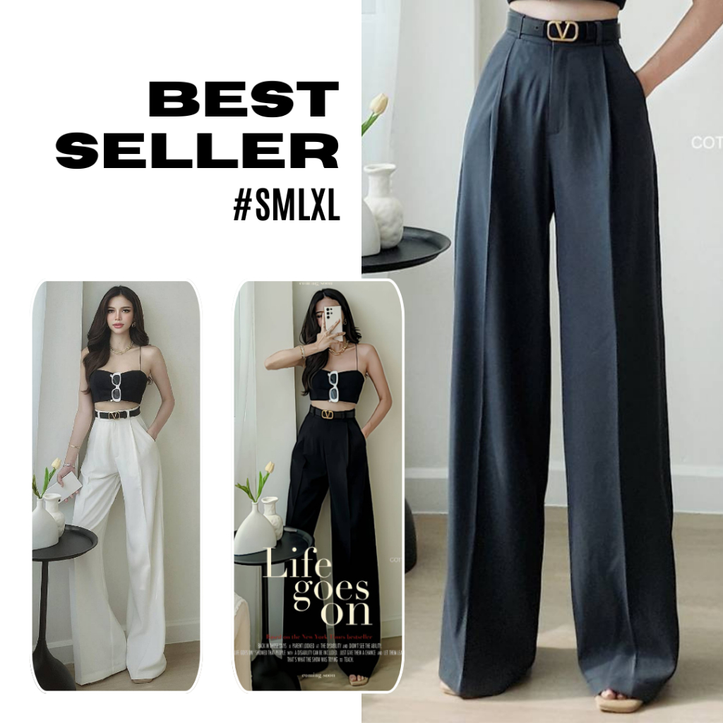 COTTONCANDY New Zine korea pants Beautiful Draped Cloth No Need To Iron ...