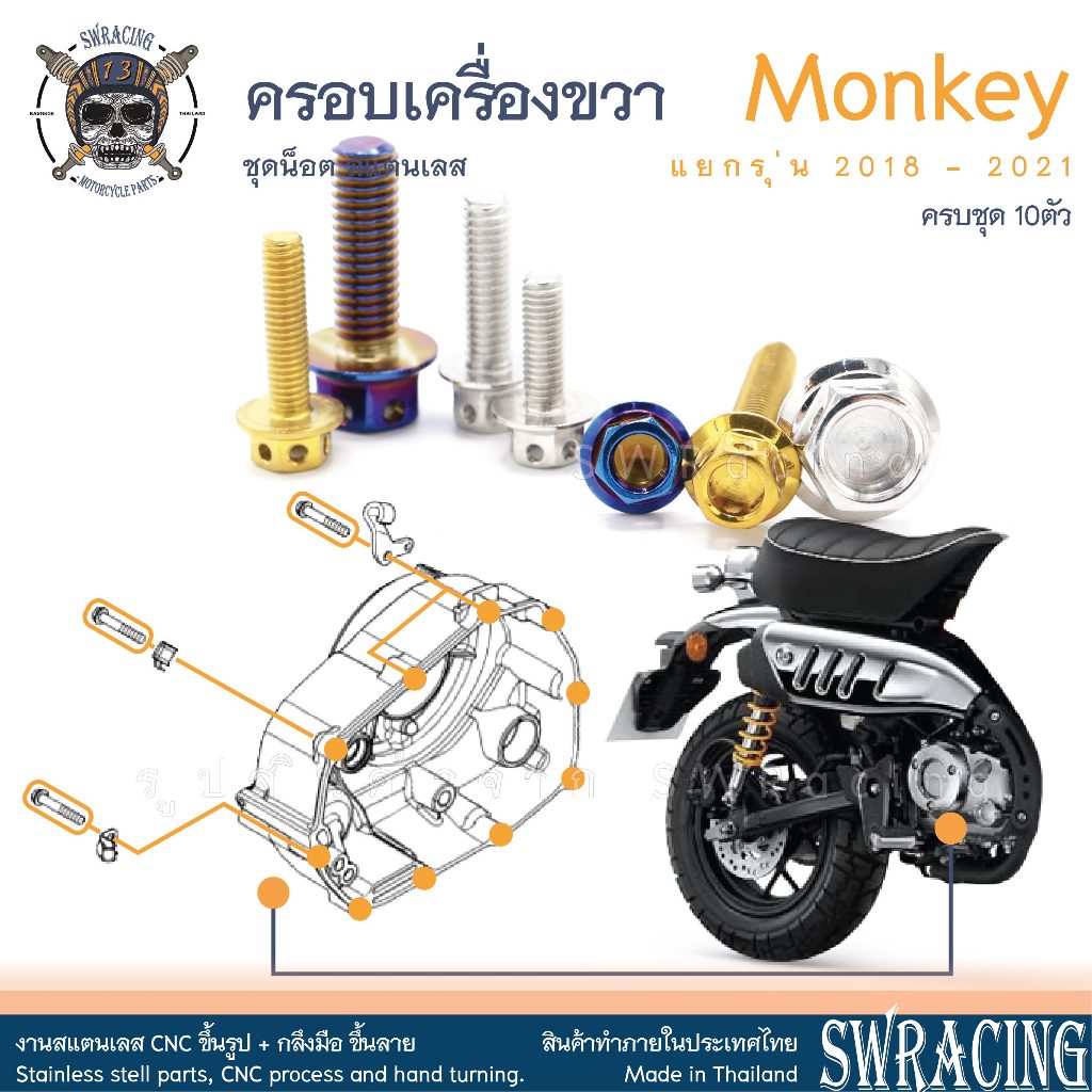 Monkey Stainless Steel Nut Right Cover Complete Set Of 10 Sold Per 1 ...