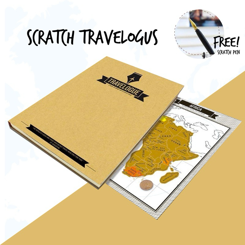 Scratch off Map of Travelogue Book Scraping World Free! Pen | Shopee ...