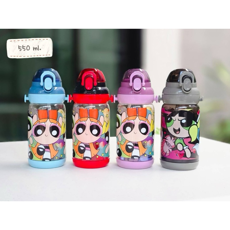 Powerpuff Girl Bouncy Straw Water Bottle Student 430-550 Ml. | Shopee ...