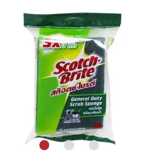 3M Scotch Brite 3M Scotch-Brite Scouring Pad With Small Sponge 3x4 Inch ...
