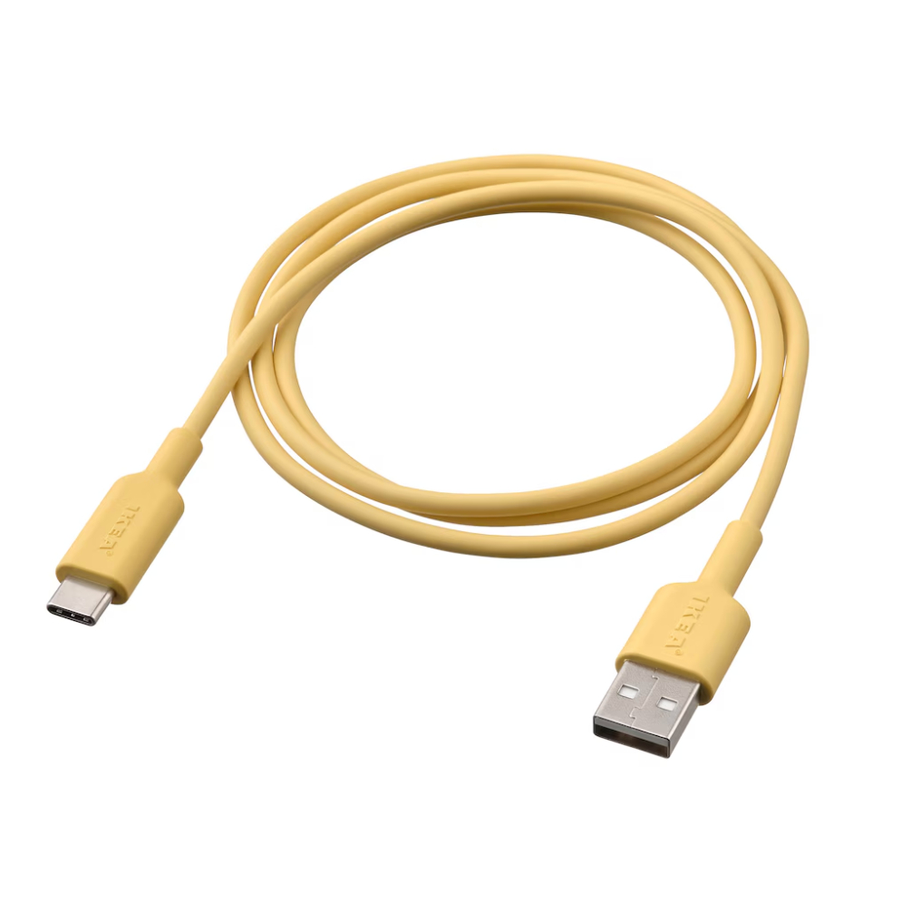 USB-A And USB-C Port Cable Light Yellow 1 Meter Sitt Brunn IKEA ...