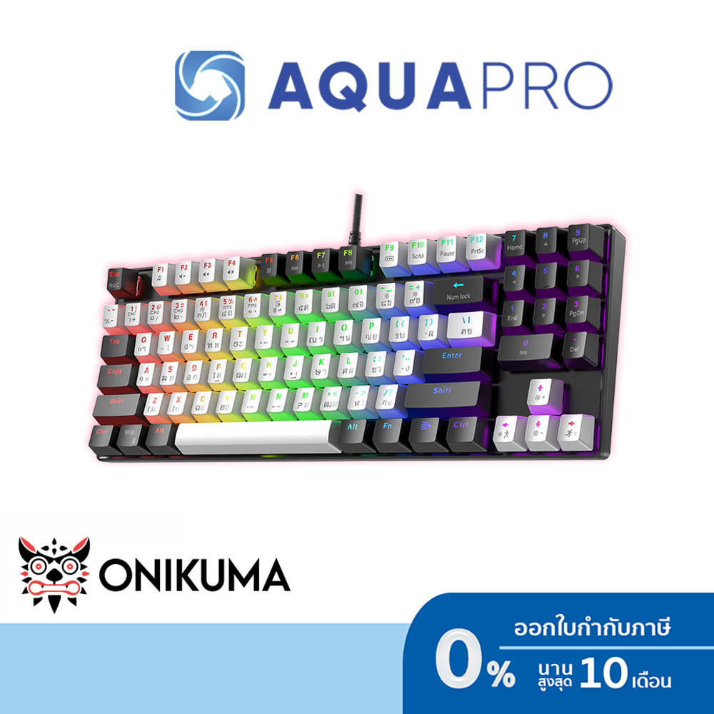 Onikuma Haru Gaming Keyboard Mini RGB (Black-White) Thai Blue Switch ...