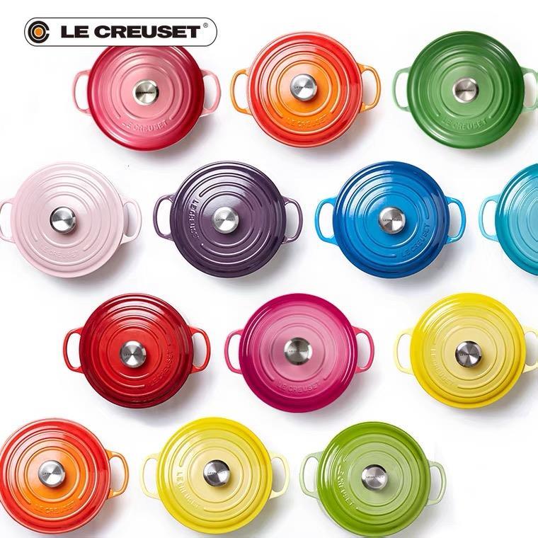 Le Creuset Enamel Cast Iron Pot 24cm Casserole Stew Round Pan Home Use ...
