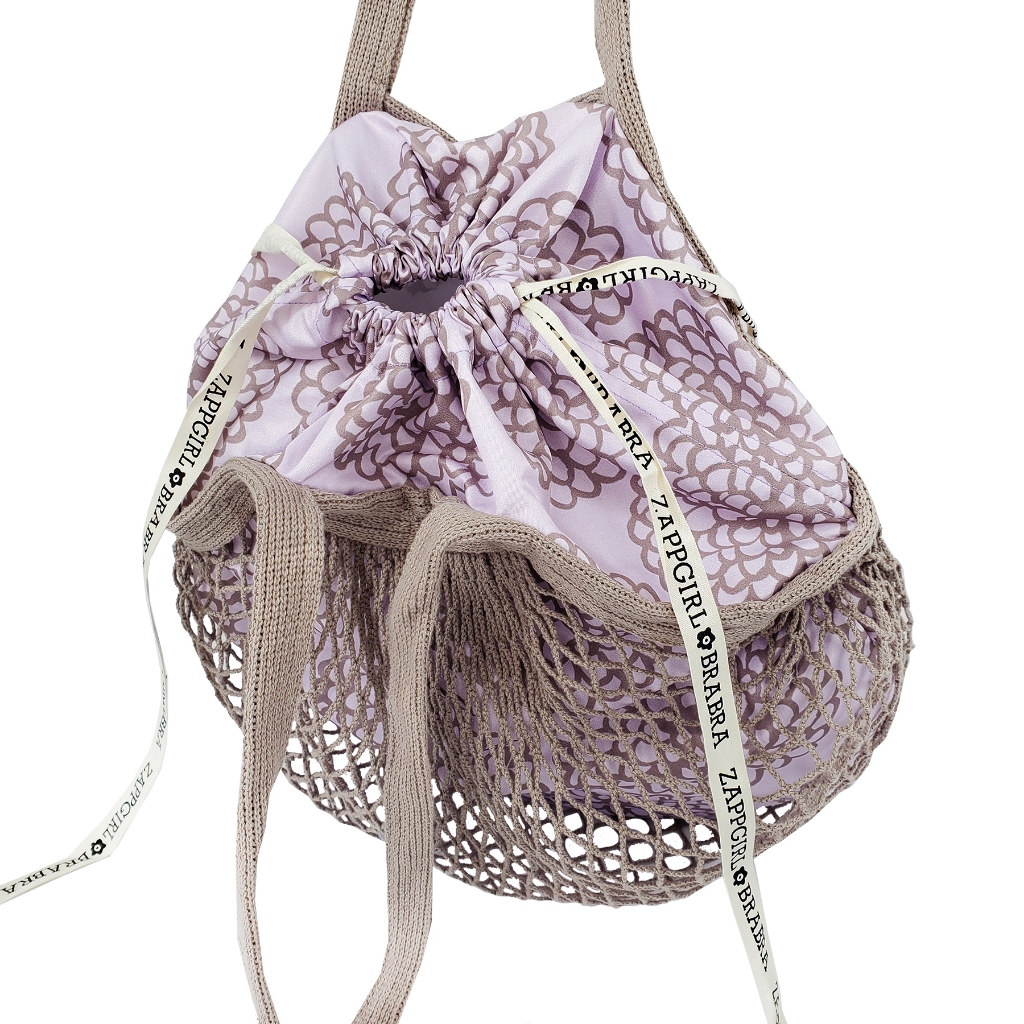 Orose Pink Mesh Bag In A Drawstring Japanese Floral Print Background ...