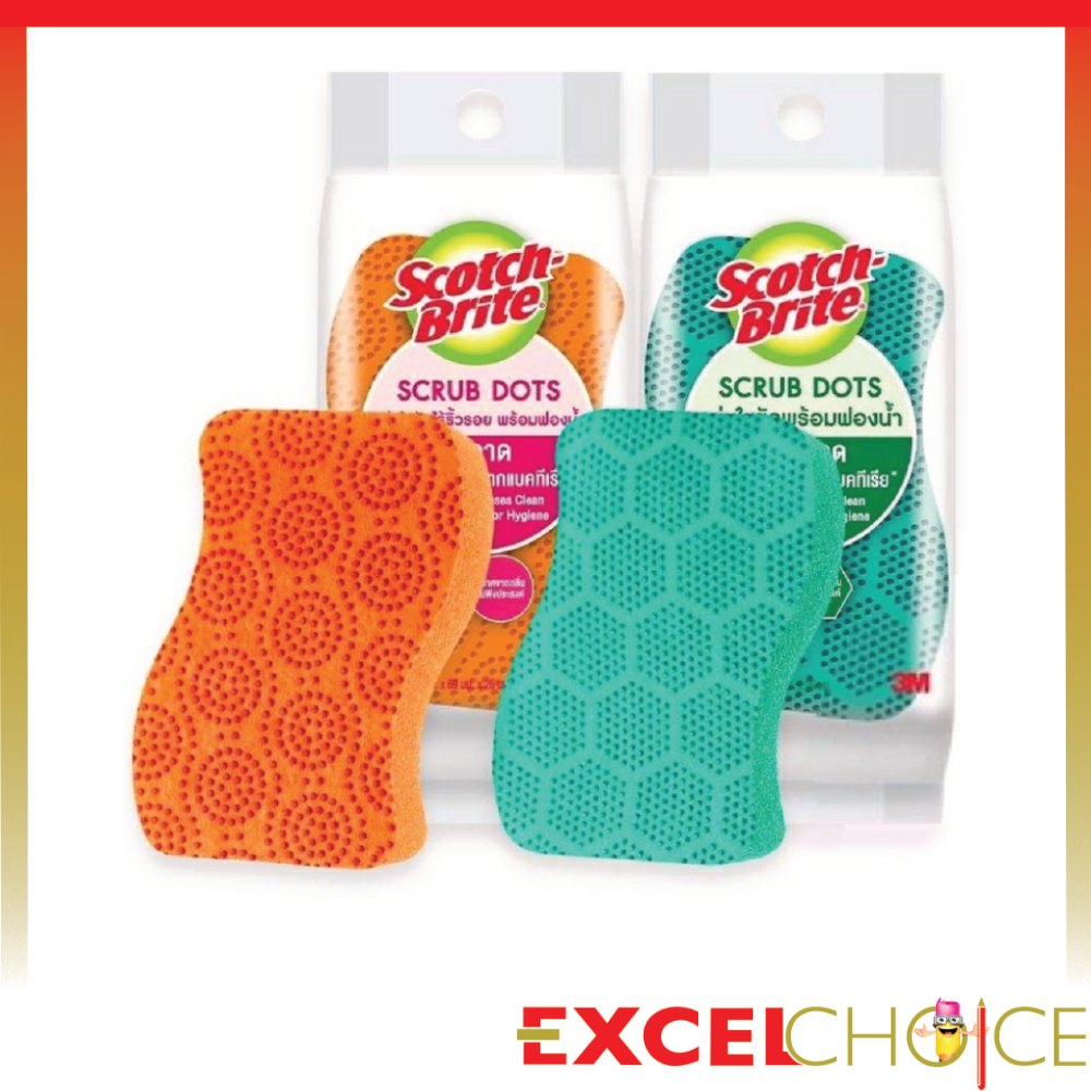 Scotch-Brite Scouring Pad With Sponge Scdot SCRUB DOTS 3M SB | Shopee ...