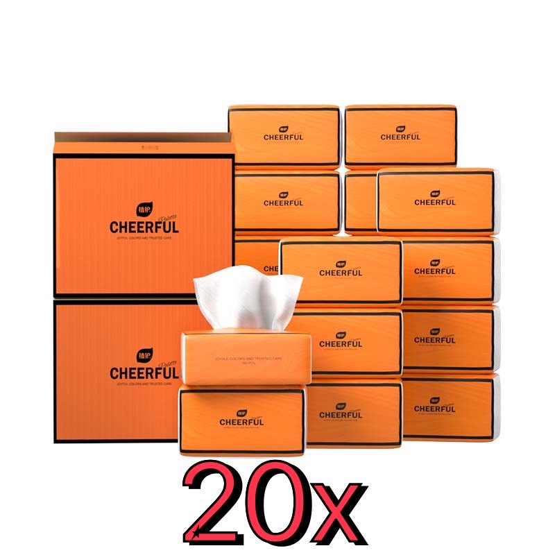 [Carton Of 20 Packs] Cheerful Orange Wrapped Tissue 4 Ply 360 Sheets ...