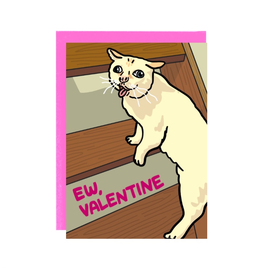 cat Pattern valentines day Card ew Greeting Cute With Envelope Mem ...