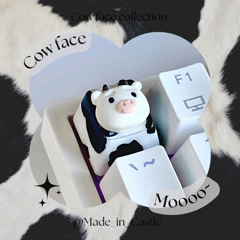 handmade Keycap "Nittow|Cow Face "Cow Keycaps Cow Pattern Cute Abs ...