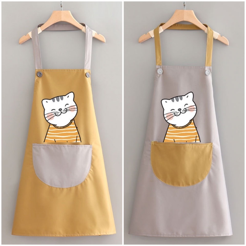Cat Garter Pattern Apron With Bear Face Waterproof And Oil For Men And ...