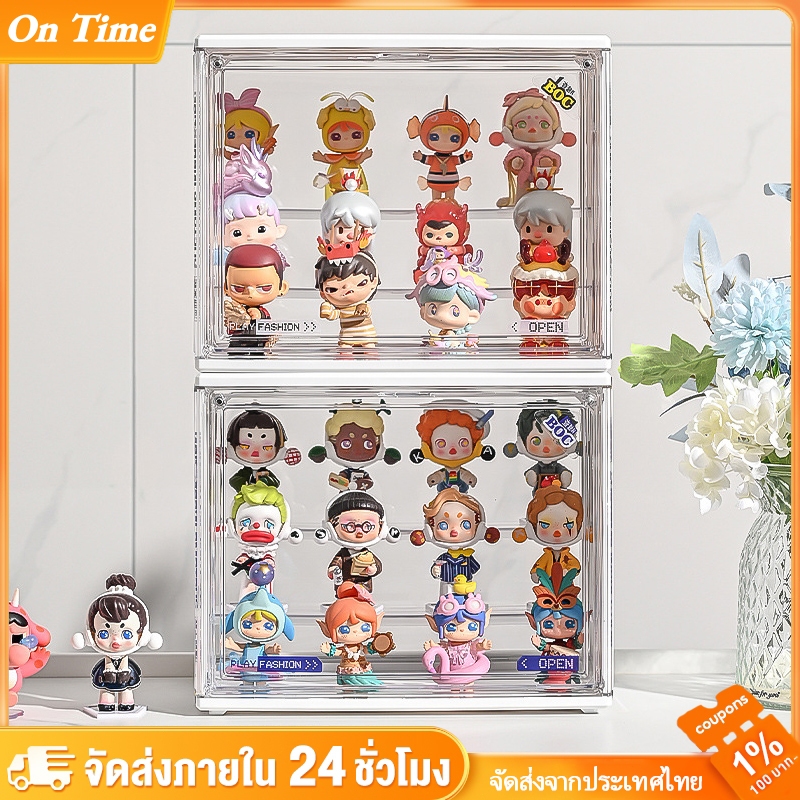 On Time Display Cabinet Doll Box Labubu Figure Model Showcase 3-Tier ...