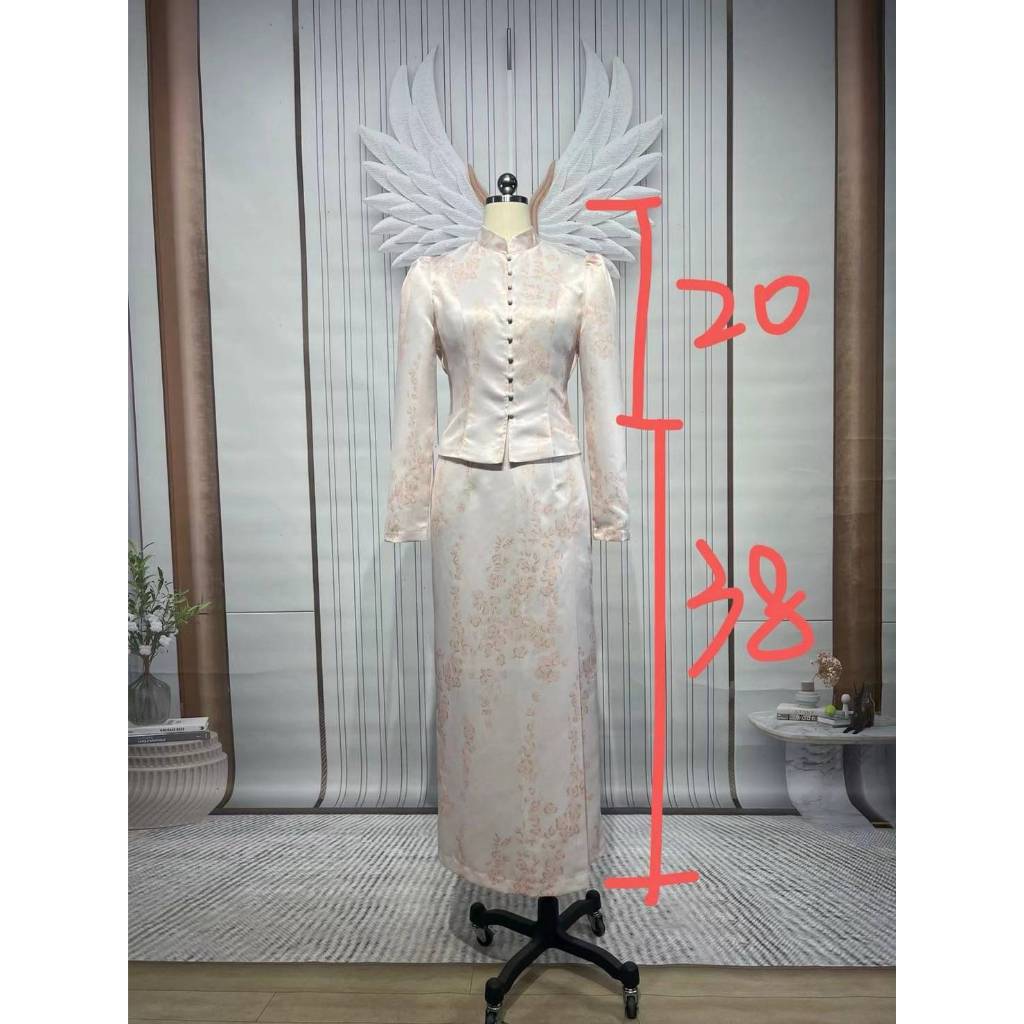 Pink Lady Thai Traditional Dress set Shirt + Skirt Chitralada Wear Out ...