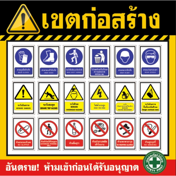 Warning Signs In Construction Areas Size 100 * 100 Cm. Ready Folding ...