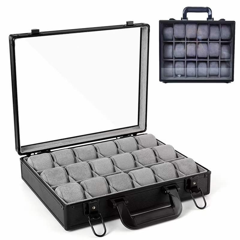 **18 Watches Boxes Watch Display Case (Aluminum Frame) Gift Box ...