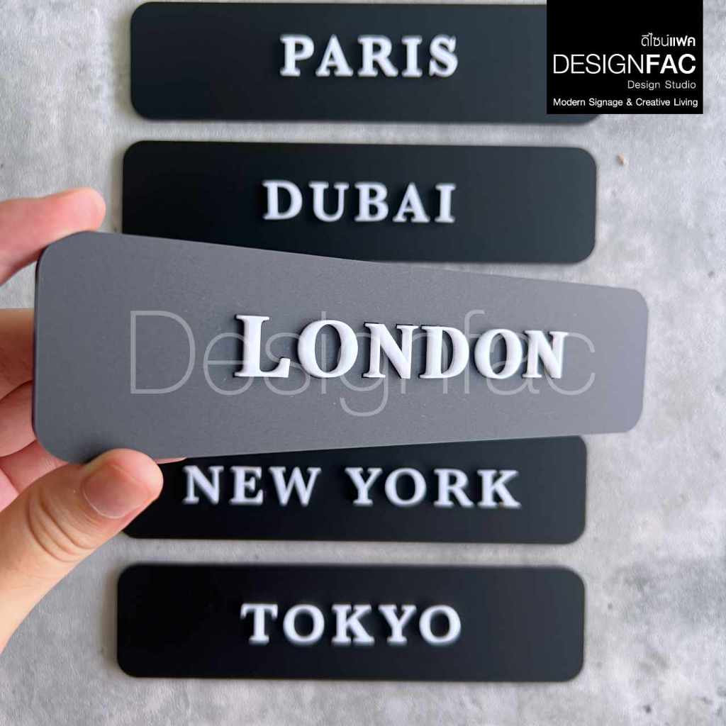 City Name Tag Country Sign Under The Clock Acrylic Label Embossed ...