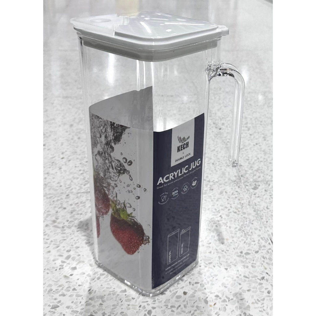 Square Acrylic Plastic Water Jug Clear Texture With Handle Silicone ...