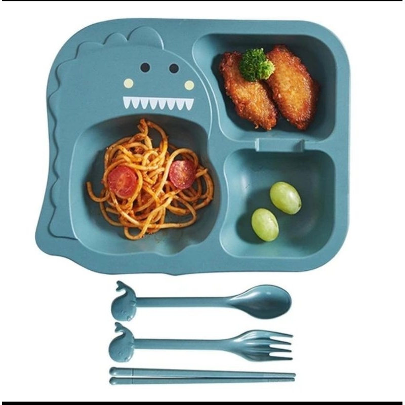 Dinosaur Cartoon Dinnerware Plates Set For Kids Tableware Dining Dishes ...