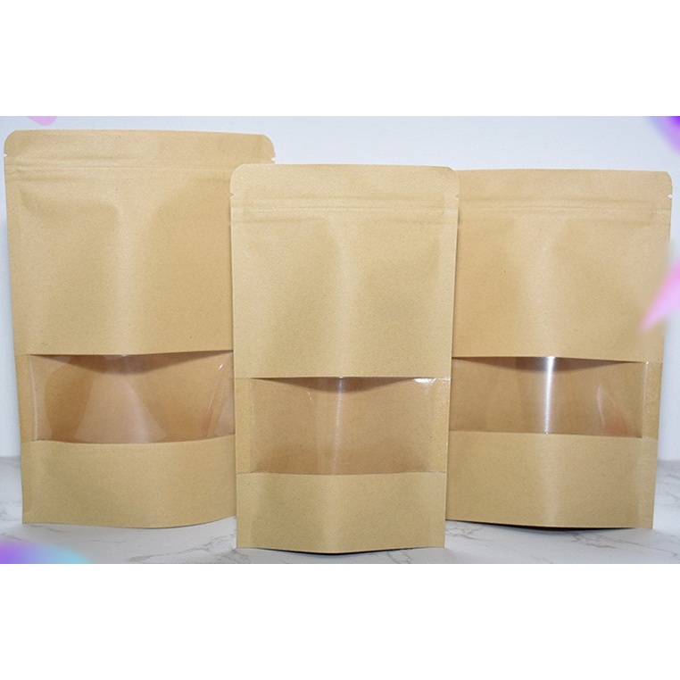 Kraft Bag Zip Lock Window With Stand Up Bottom 50 Pack | Shopee Singapore