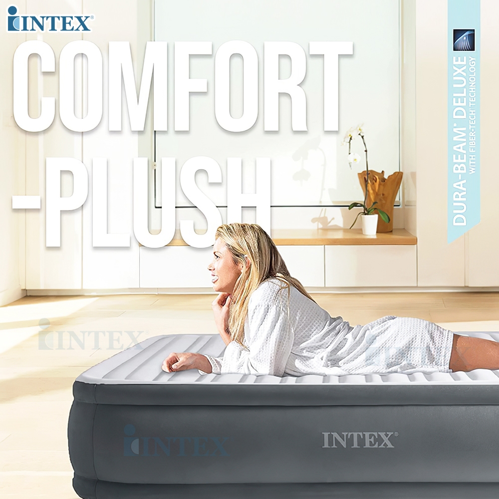 INTEX Inflatable Mattress Air Bed Built-In Pump TWIN DURA-BEAM SERIES ...