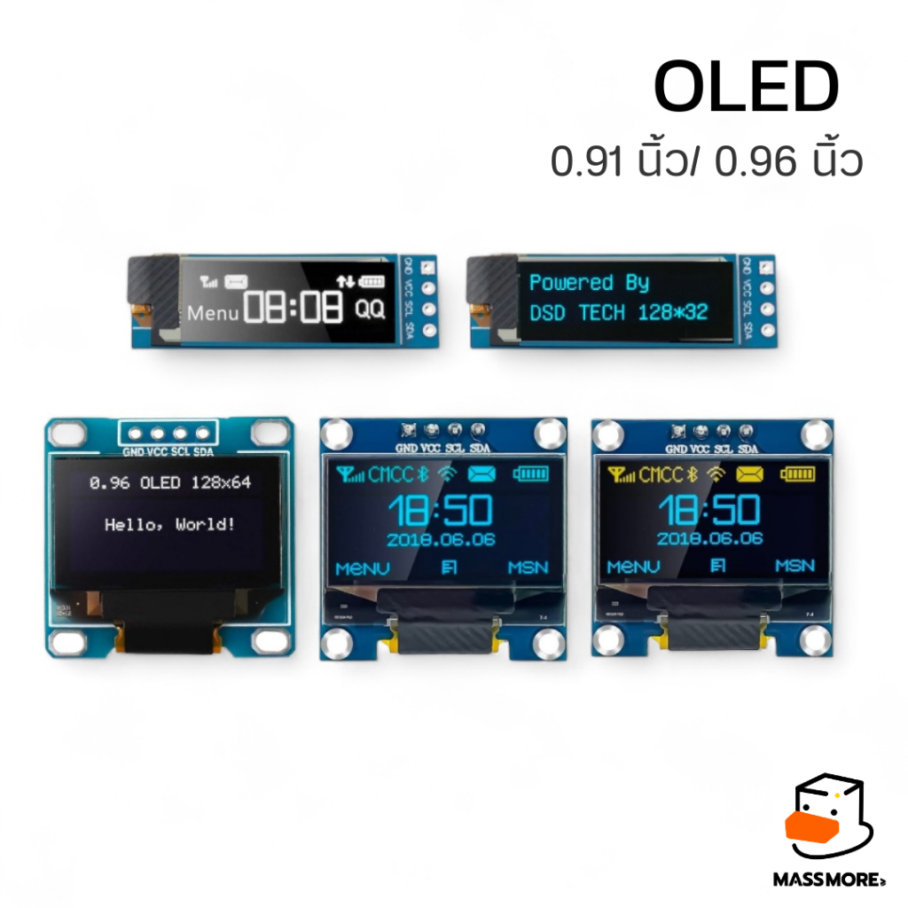 0.91 0.96 Inch OLED Screen Module I2C Display Driver SSD1306 12864 ...