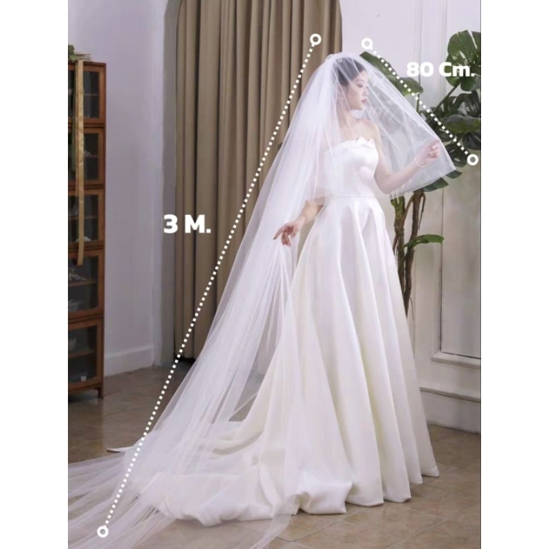 2-Storey Version 3-Meter Bridal Veil Long Drag The Floor Pre-Wedding ...