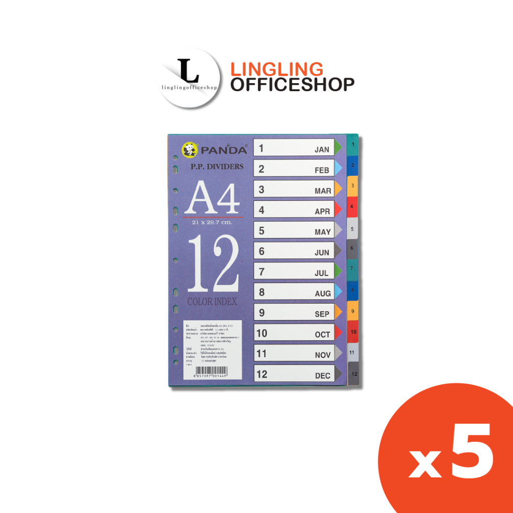 [5 Sets] Panda Plastic Index 12-Slot Document Separator | Dividers 12 ...