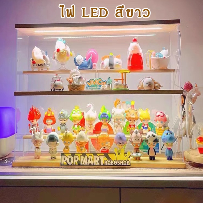 Wooden LED Box For figure Display Cabinet Popmart Model Acrylic With ...
