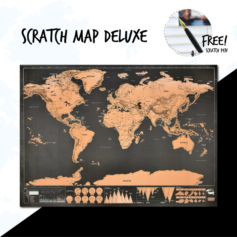 Scratch off Map the world Deluxe Scraping Free! Pen | Shopee Singapore