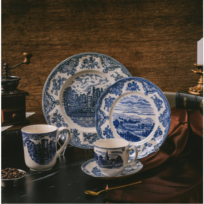 Vidrio Johnson Brothers The Old Britain Castles Plate Set (ฺ Blue ...