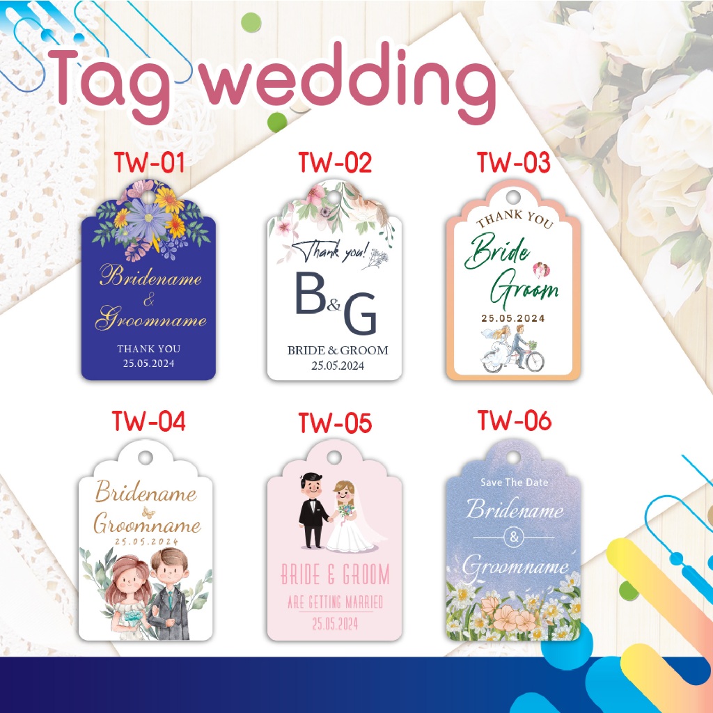 Tag Wavy Curved Gift Wedding Can Change Name Of The Bride And Groom ...