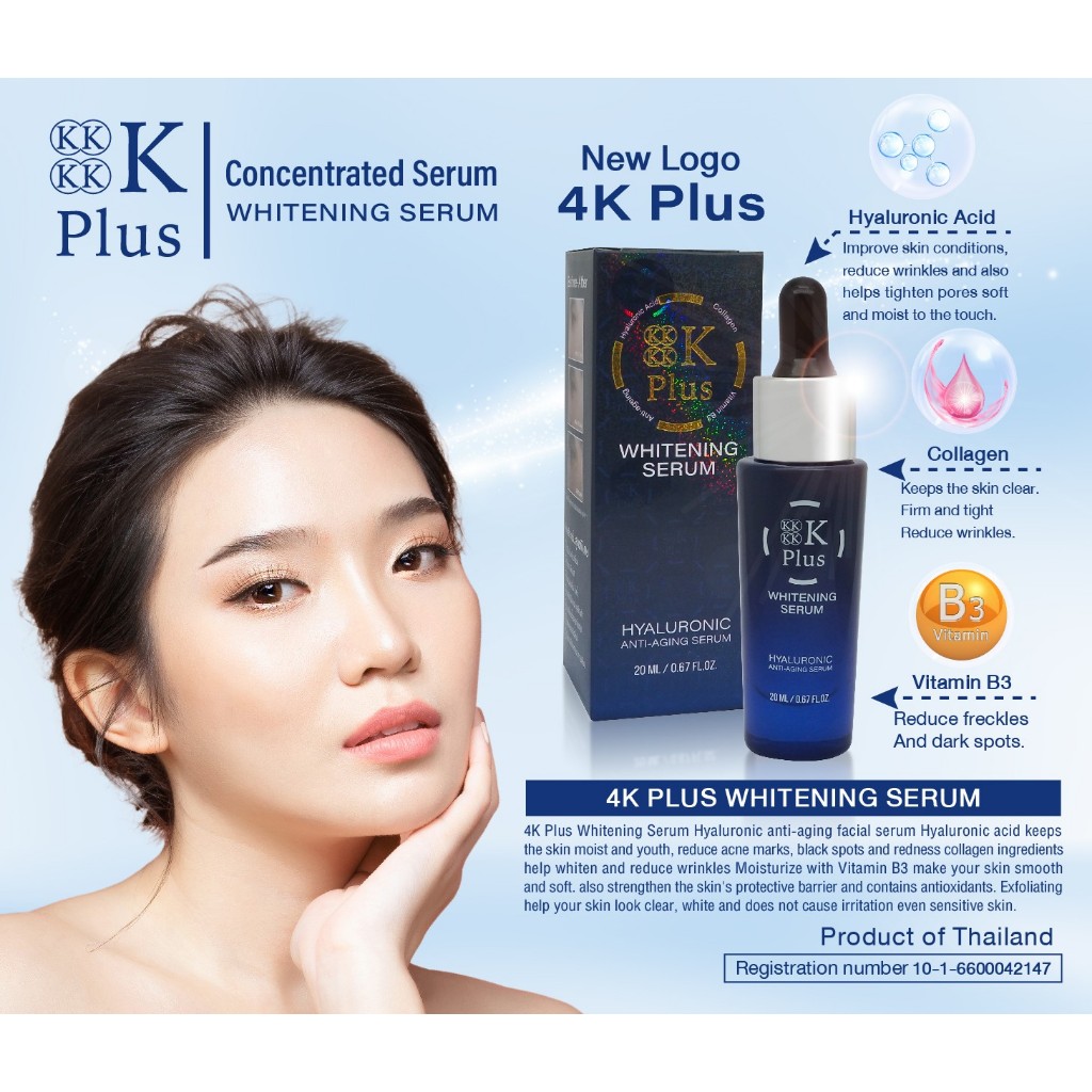 Serum 4K Plus 5X Collagen Concentrated Clear Face Acne Freckles ...