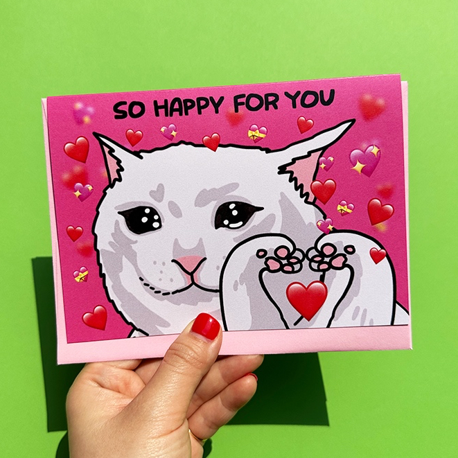 So happy for you Greeting card Congratulations wedding engagement cat ...