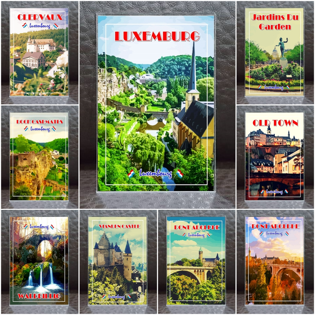 Luxxember Fridge magnet Acrylic 2 × 3 Inch Souvenir Luxembourg 2x3 "SET ...