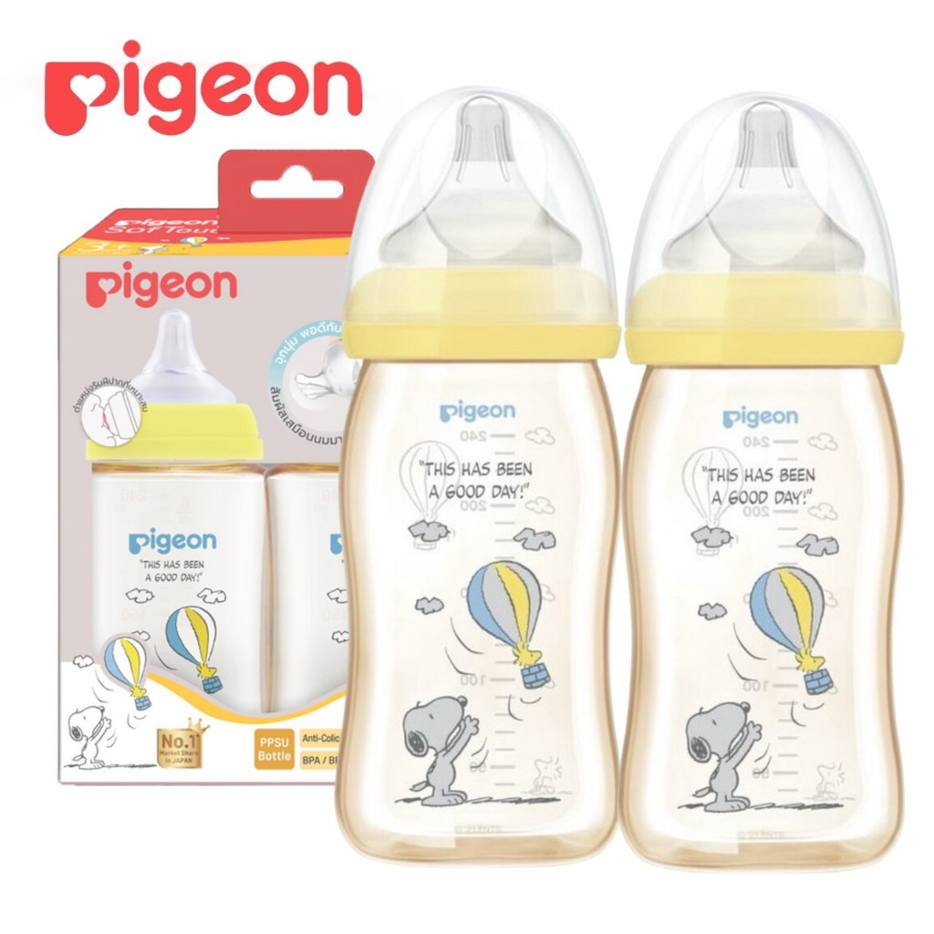 Pigeon (New Model) Ppsu Bottle Snoopy 160 Ml.ss Softouch Stopper And 240mlsoftouch M Twin Pack ...
