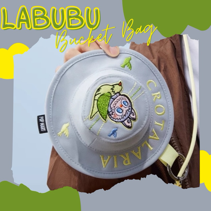 Gray labubu fall in wild bucket hat mini bag blind box (crotaralia ...