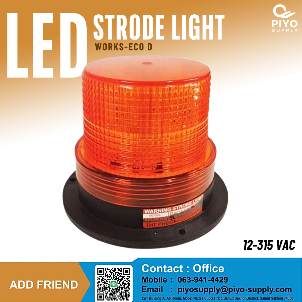 ECO LED LIGHT 12-315 VAC (WORKS WARNING STROBE LIGHT) Polycarbonate ...