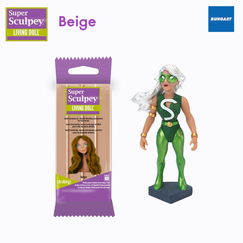 Super Sculpey Living Doll Polymer Clay (Beige)-Soft Easy To Mold Fine ...